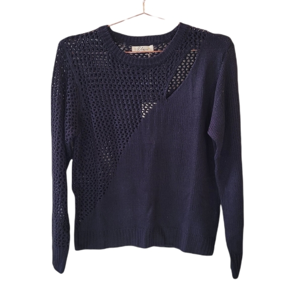 Elan | Sweaters | Elan Black Asymmetric Open Knit Sweater Size S | Poshmark